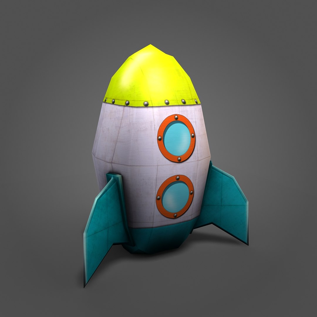 3d Model Cartoon Rocket