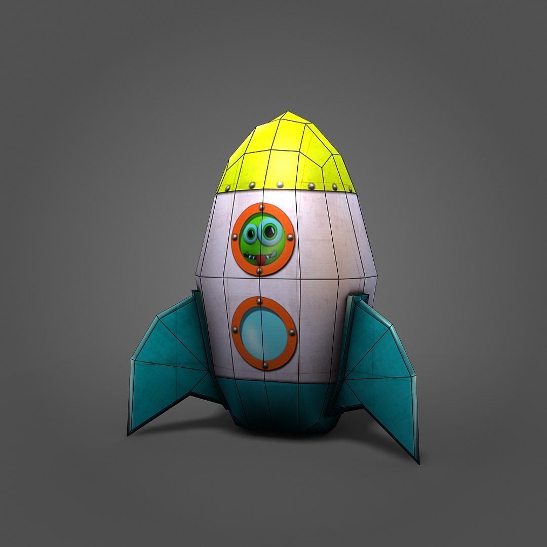 3d Model Cartoon Rocket