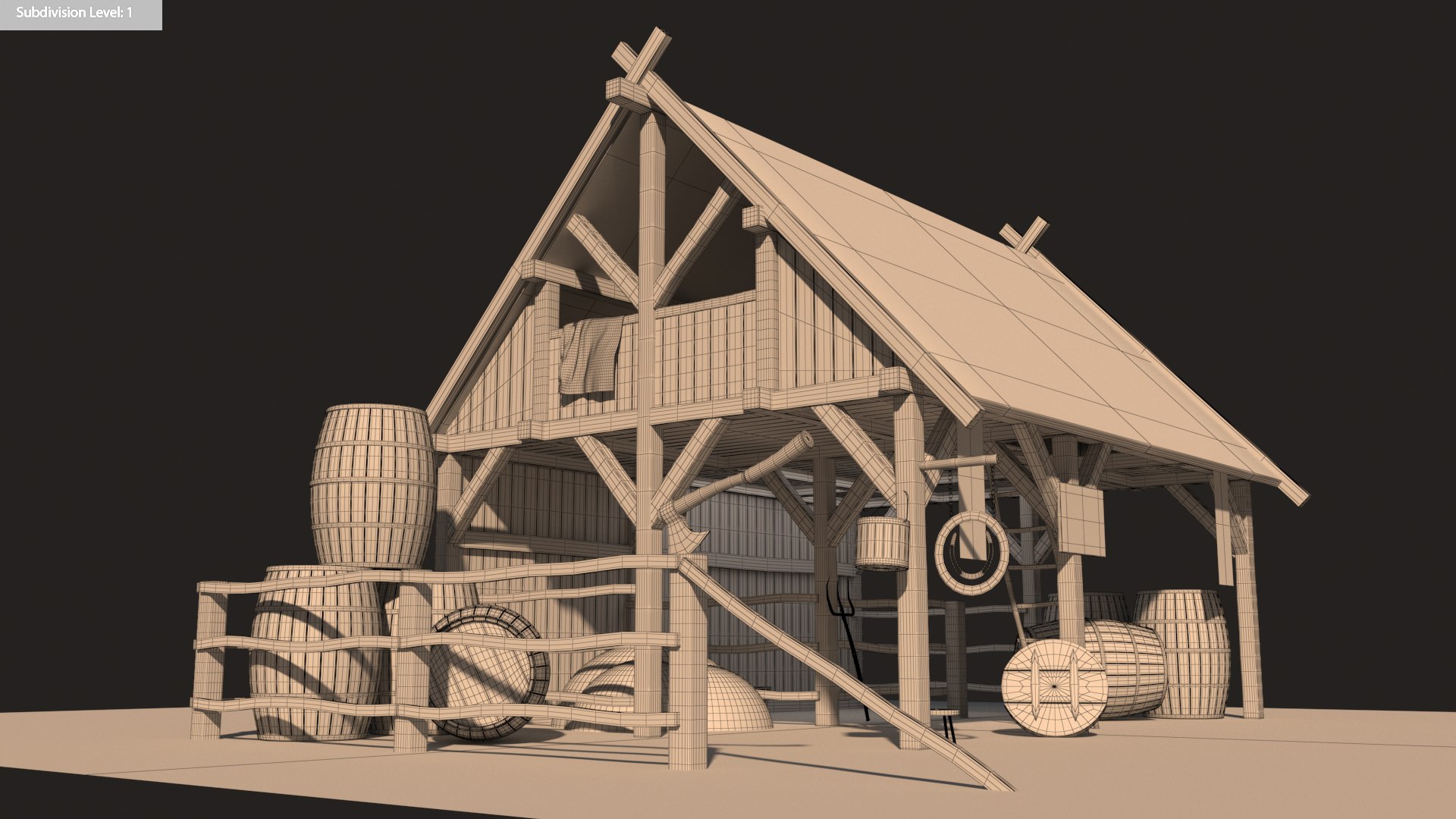 3D medieval viking stable - TurboSquid 1505005