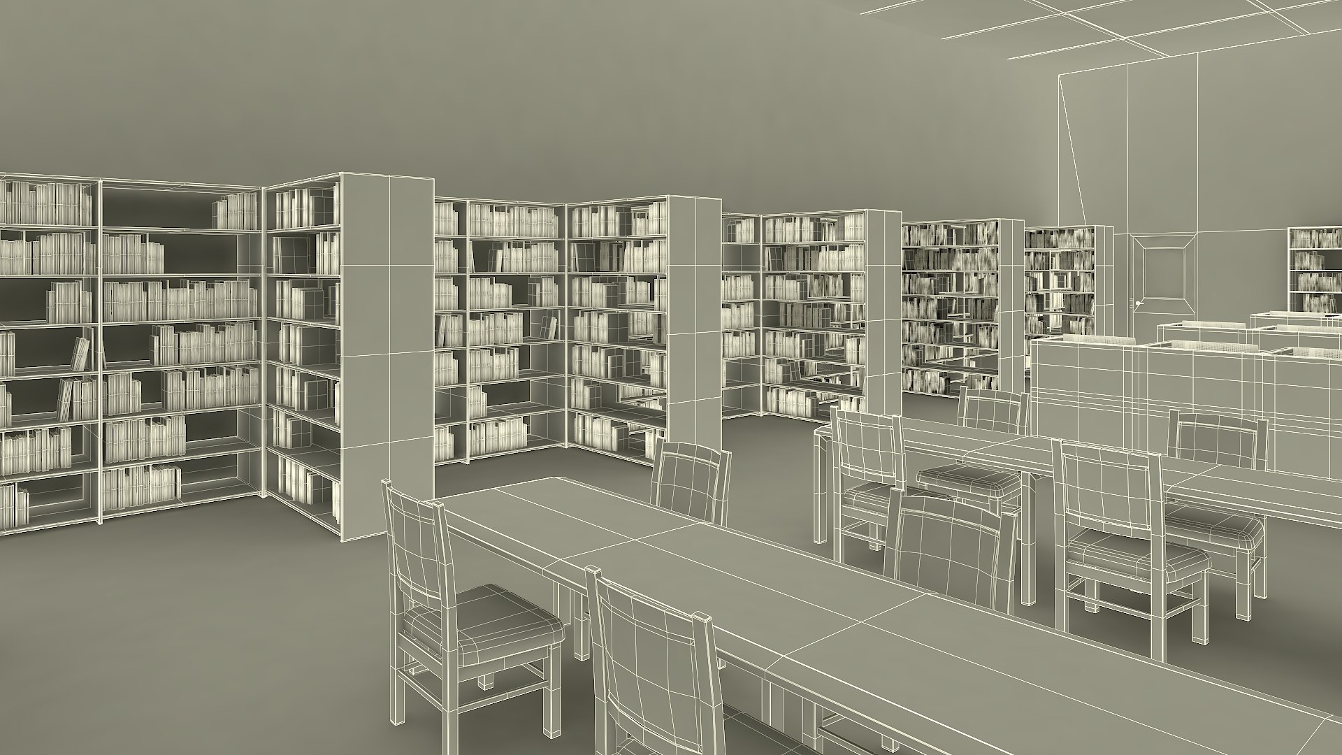 3D Modern Library Interior Model - TurboSquid 2382928