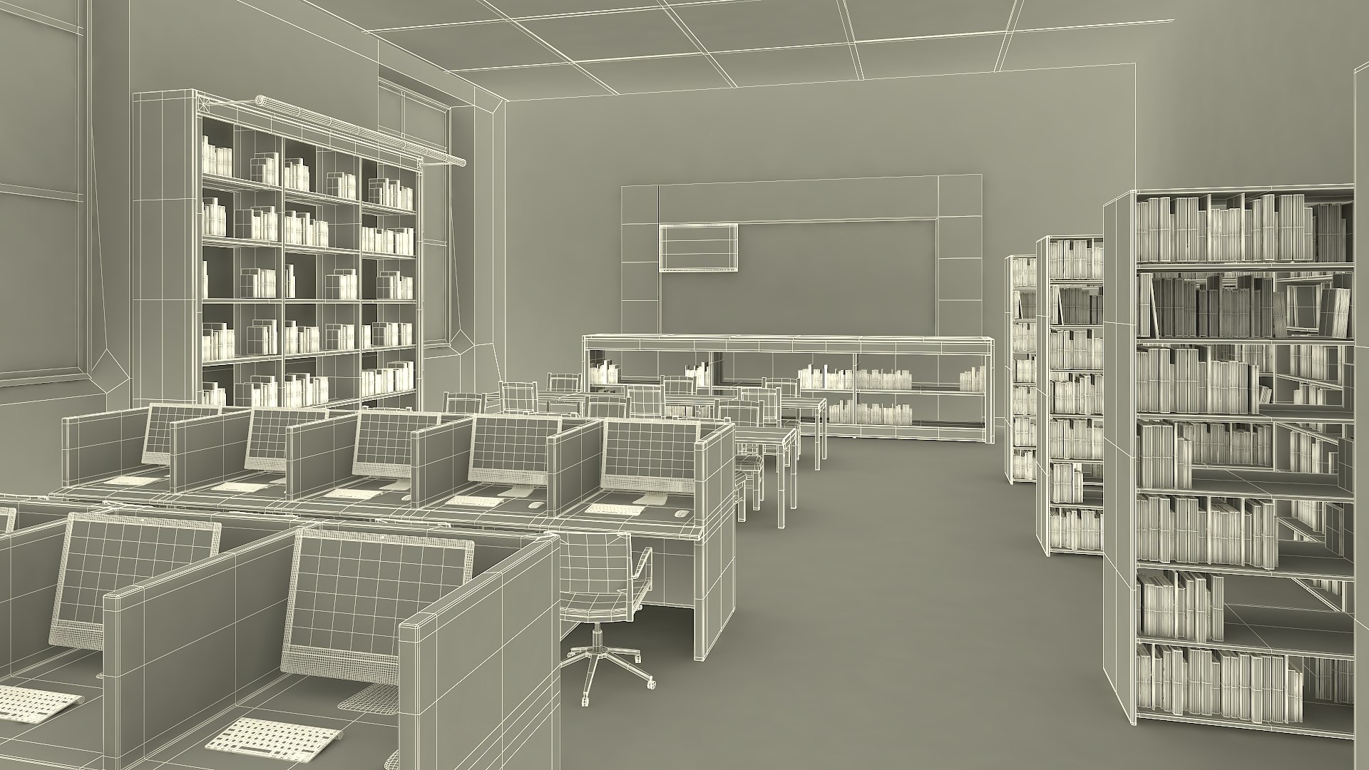 3D Modern Library Interior Model - TurboSquid 2382928
