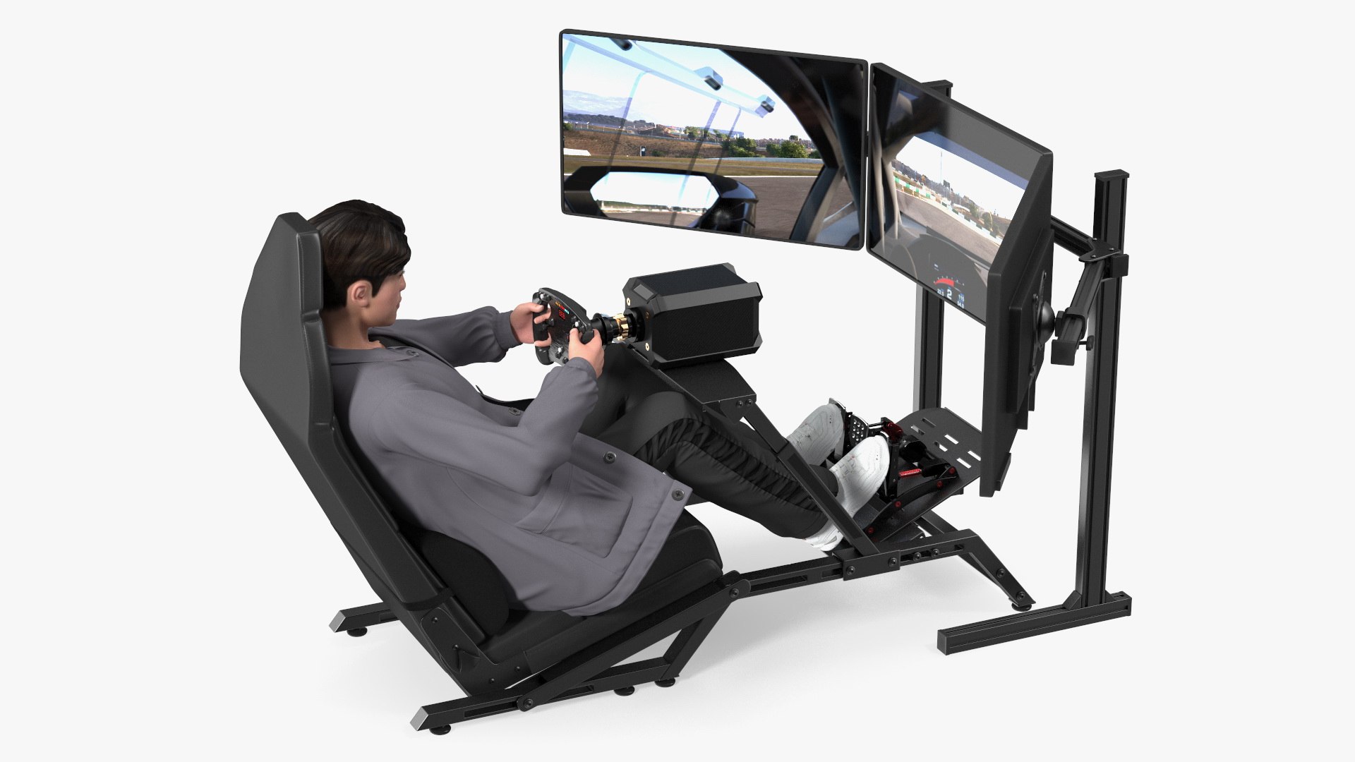 3D Young Man Racing in a Virtual Simulator model - TurboSquid 2082835
