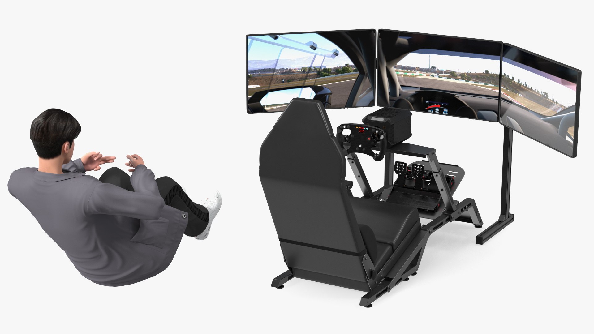3D Young Man Racing in a Virtual Simulator model - TurboSquid 2082835