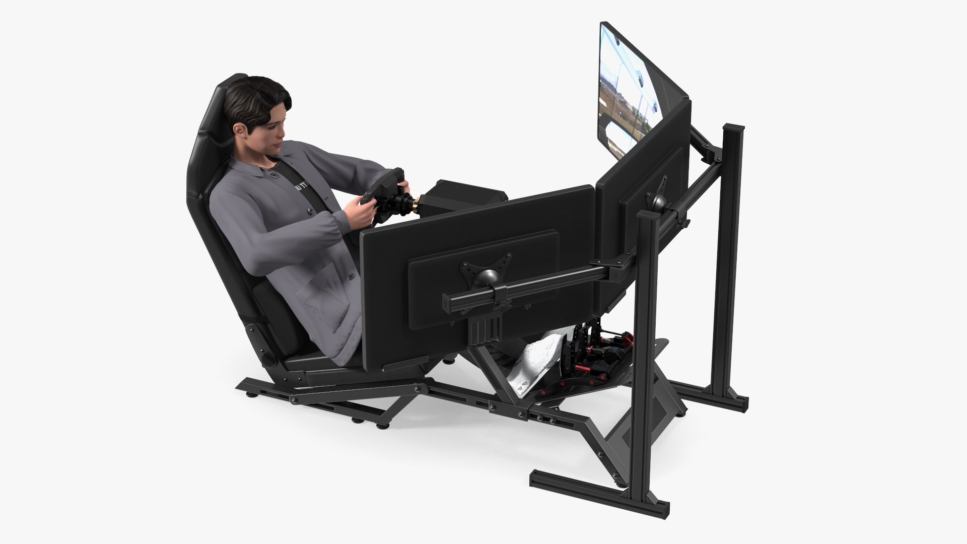 3D Young Man Racing in a Virtual Simulator model - TurboSquid 2082835