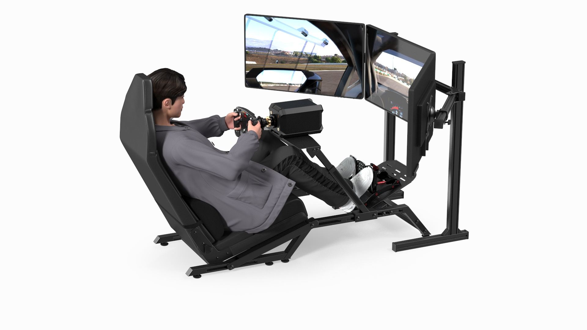 3D Young Man Racing In A Virtual Simulator Model - TurboSquid 2082835