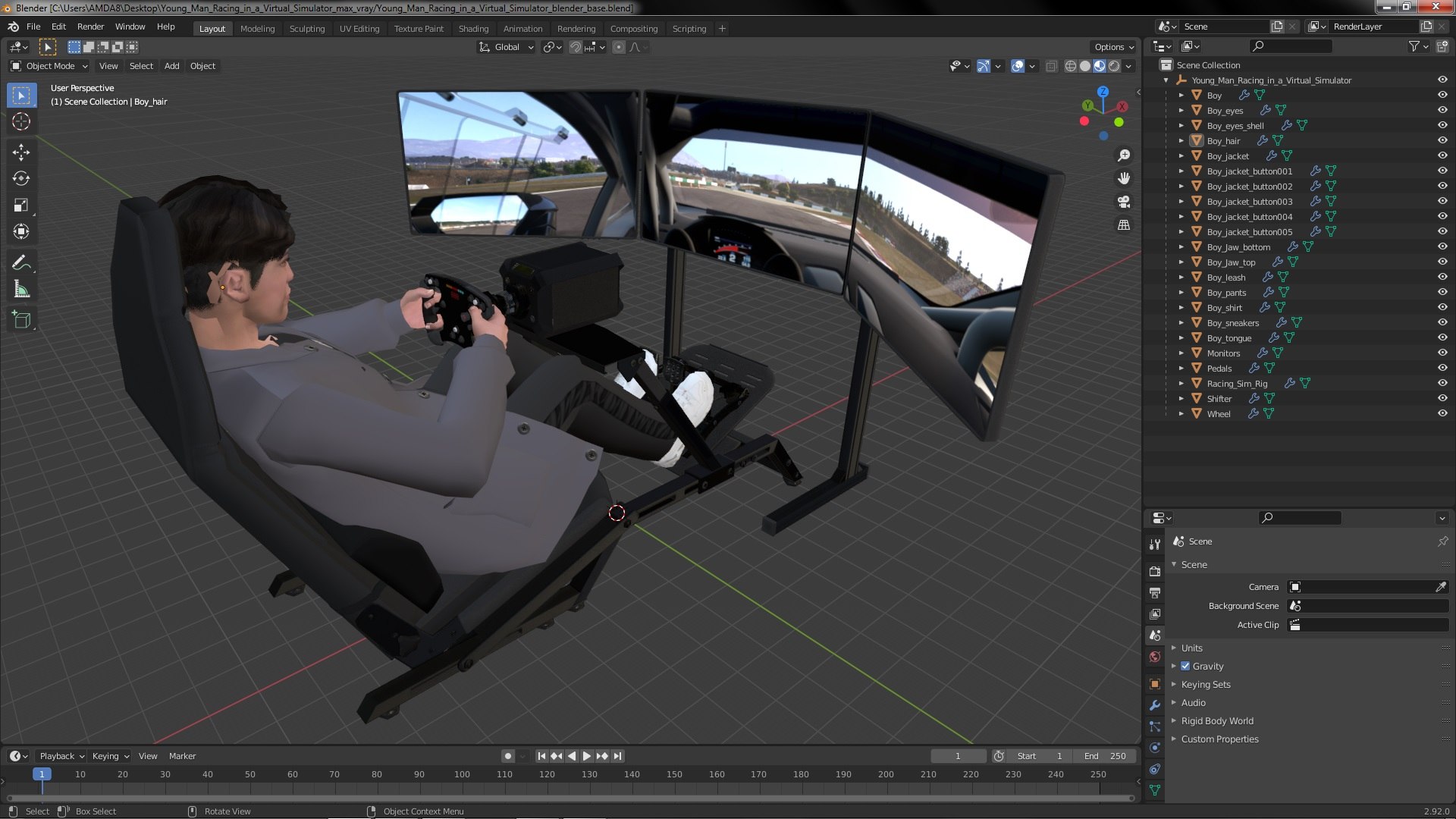 3D Young Man Racing in a Virtual Simulator model - TurboSquid 2082835