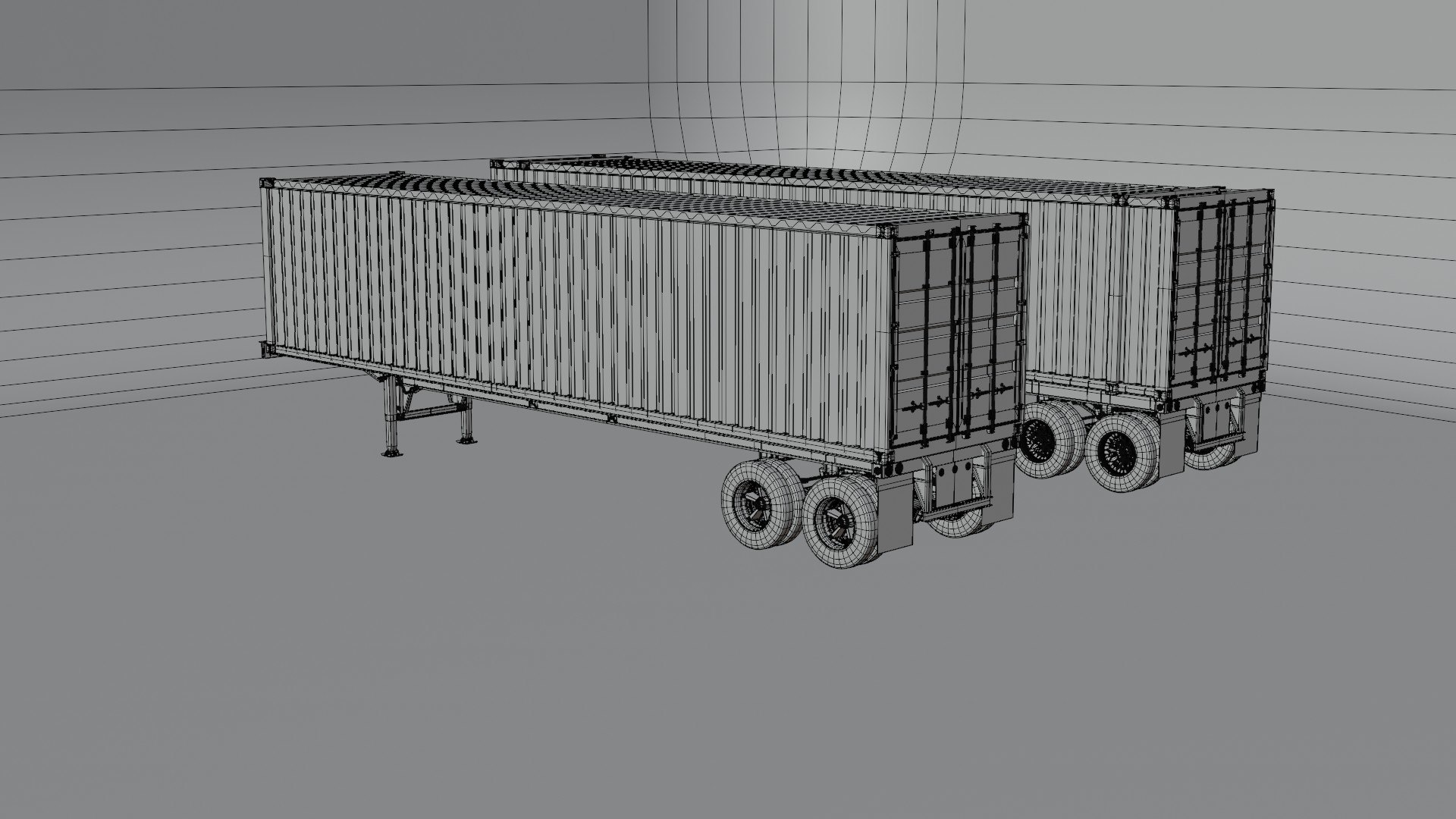 40 And 45 Foot Shipping Container With Adjustable Trailer 3D ...