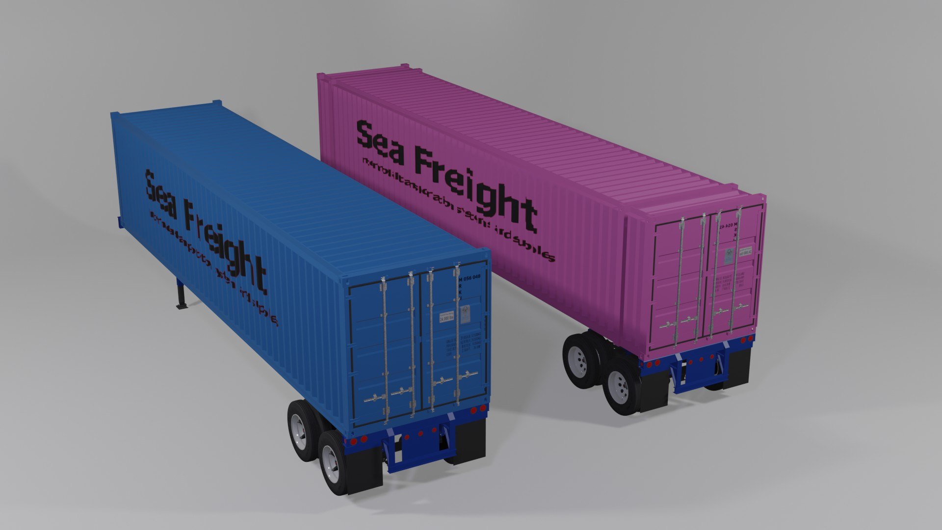 40 And 45 Foot Shipping Container With Adjustable Trailer 3D ...