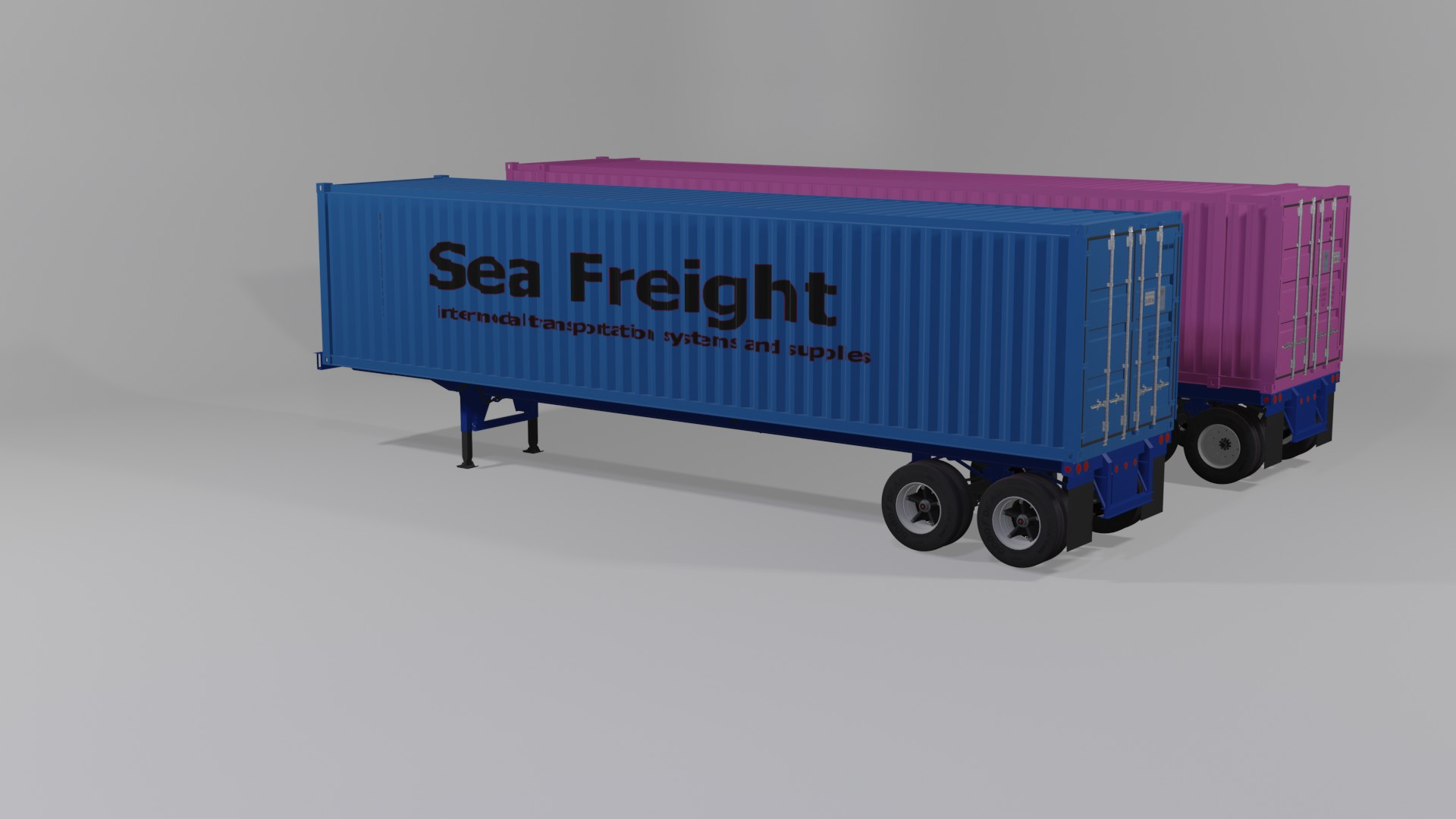 40 And 45 Foot Shipping Container With Adjustable Trailer 3D ...