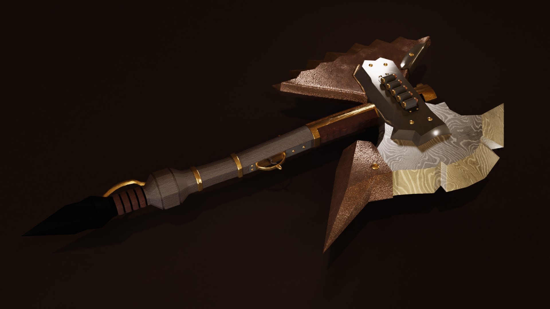 Gun Axe Weapon Pistol 3D Model - TurboSquid 1632177
