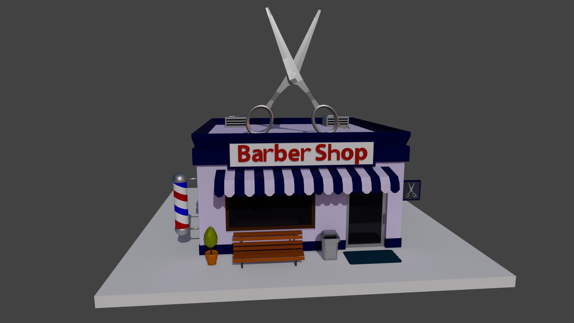 Low Poly Barber Shop 3D Model - TurboSquid 2313019