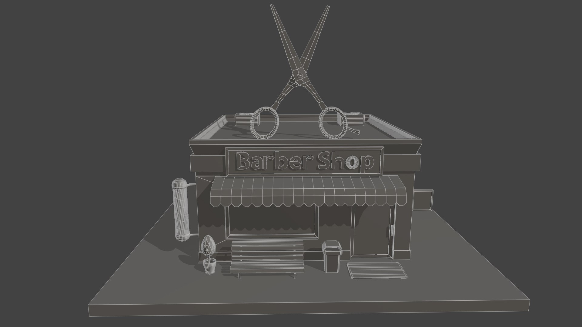 Low Poly Barber Shop 3D Model - TurboSquid 2313019