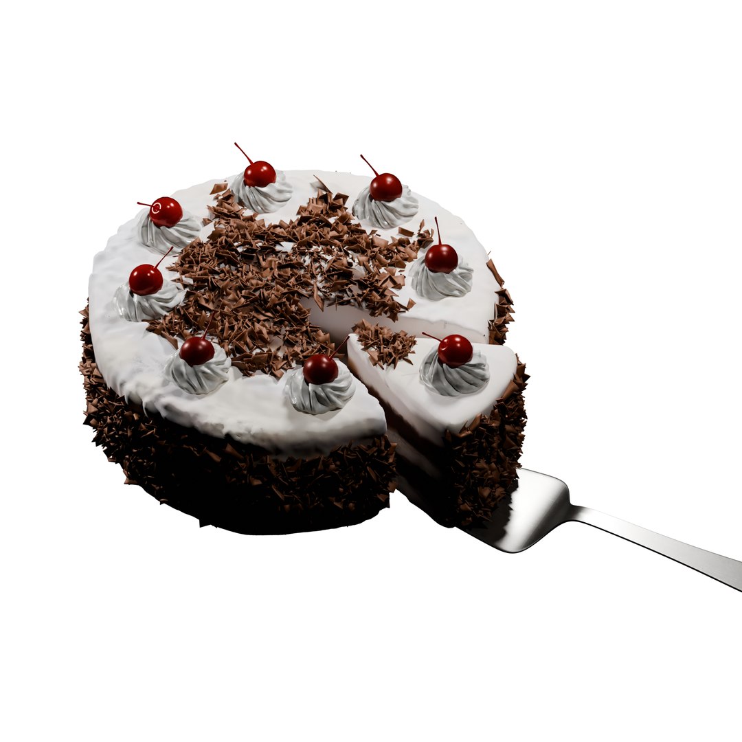 Black Forest Cake With Cake Server 3D - TurboSquid 2232986
