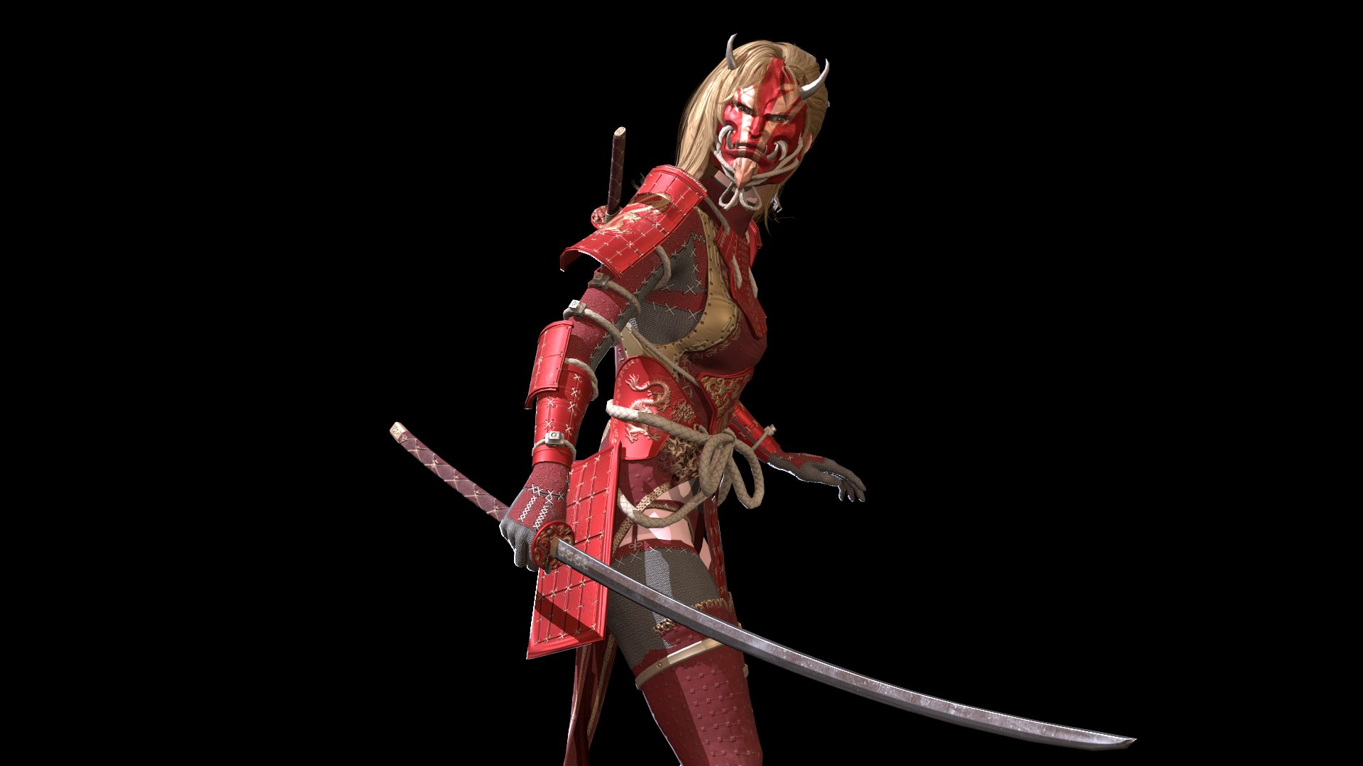 3D SamuraiGirl Low Poly - TurboSquid 1806114