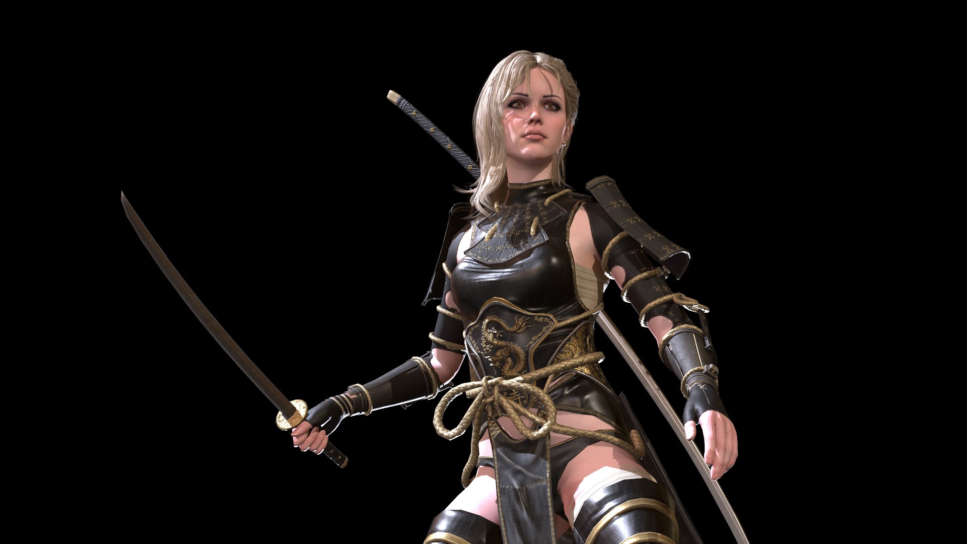 3D SamuraiGirl Low Poly - TurboSquid 1806114