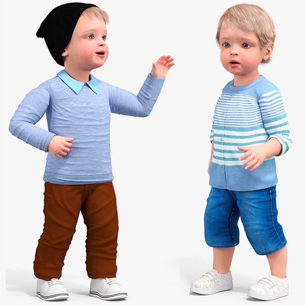 modèle 3D de Collection de bébés garçons articulés pour Maya ...