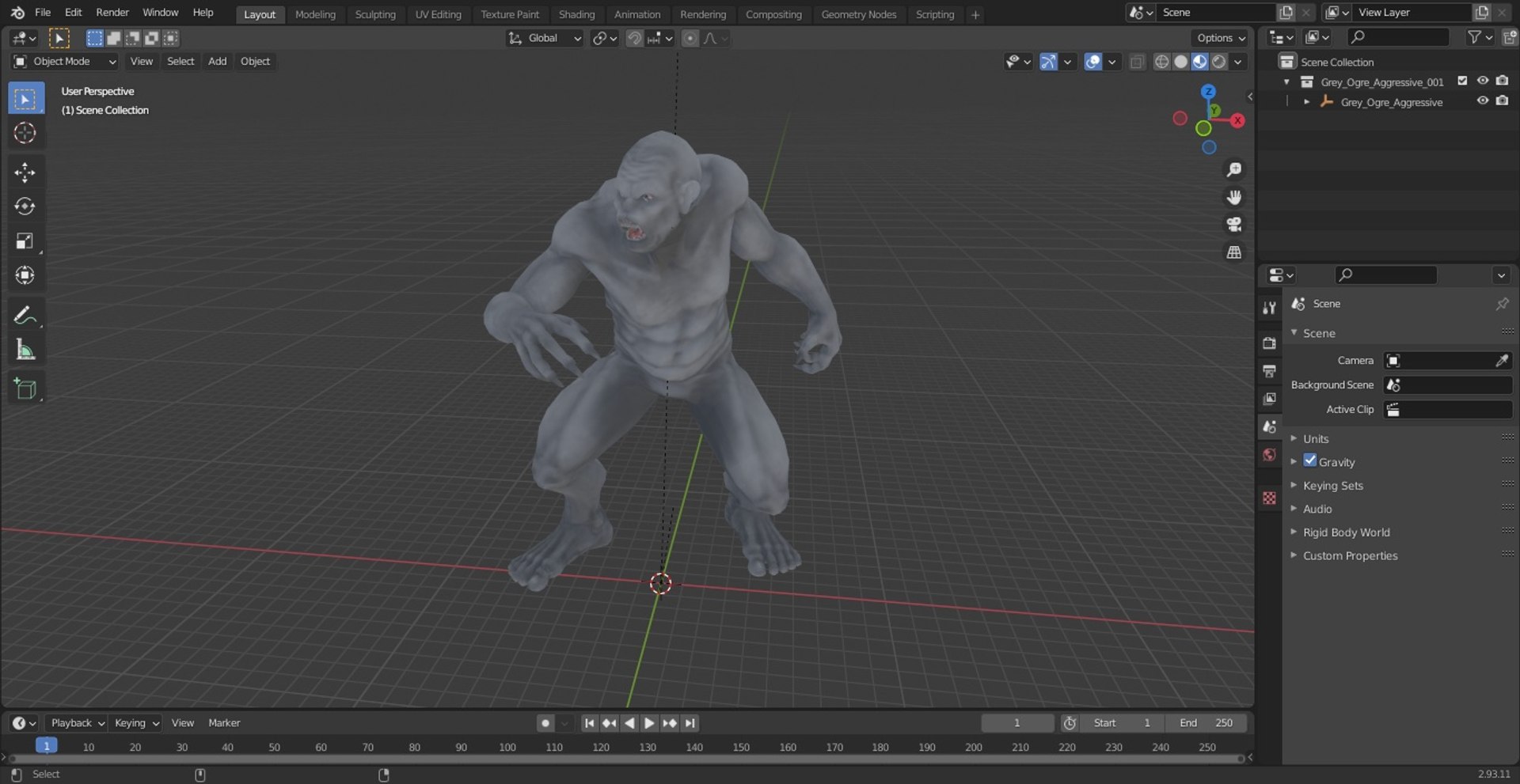 3D Grey Ogre Aggressive - TurboSquid 2006159
