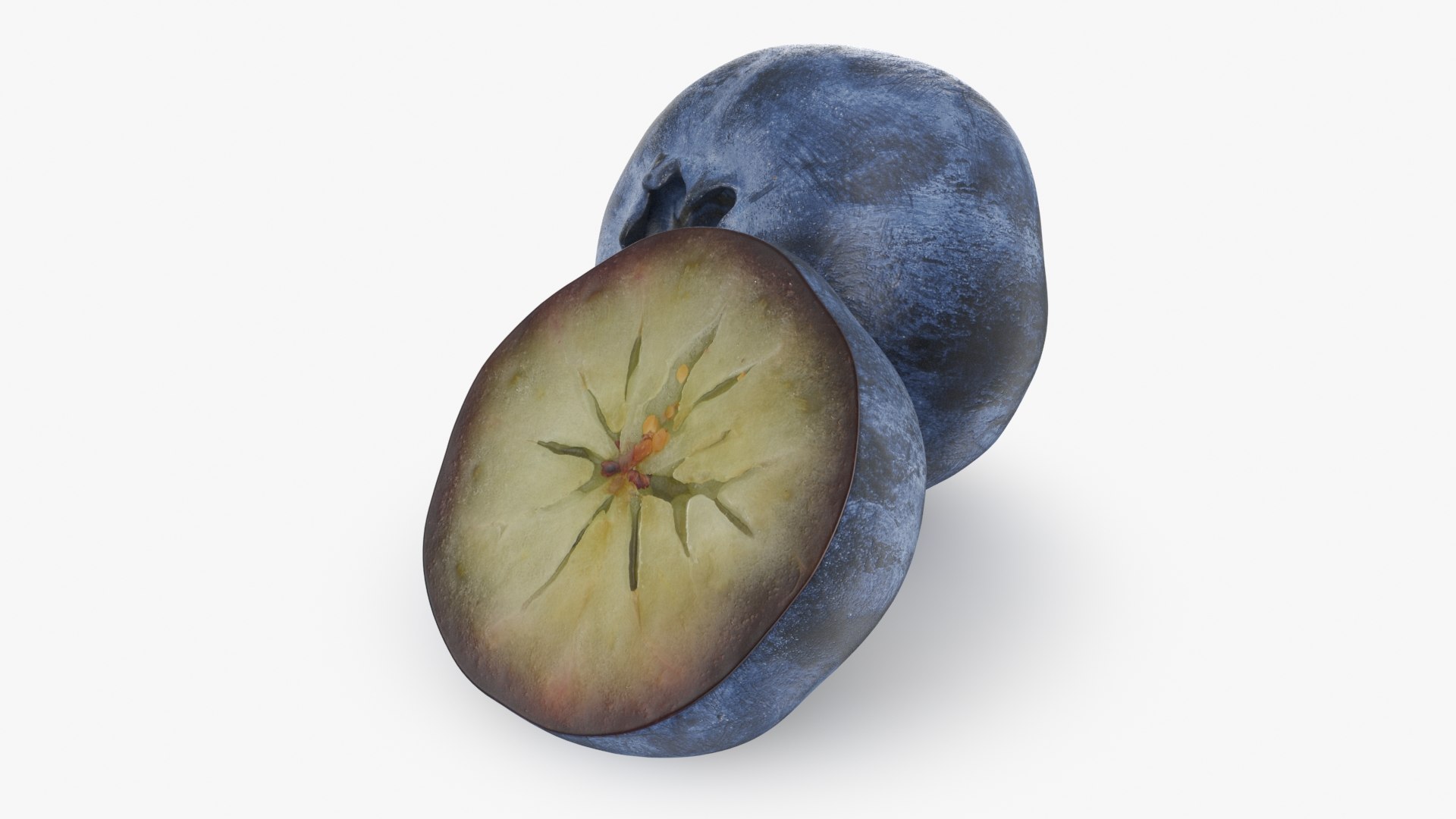 3D Blueberry 01 Whole Half Model - TurboSquid 2215243
