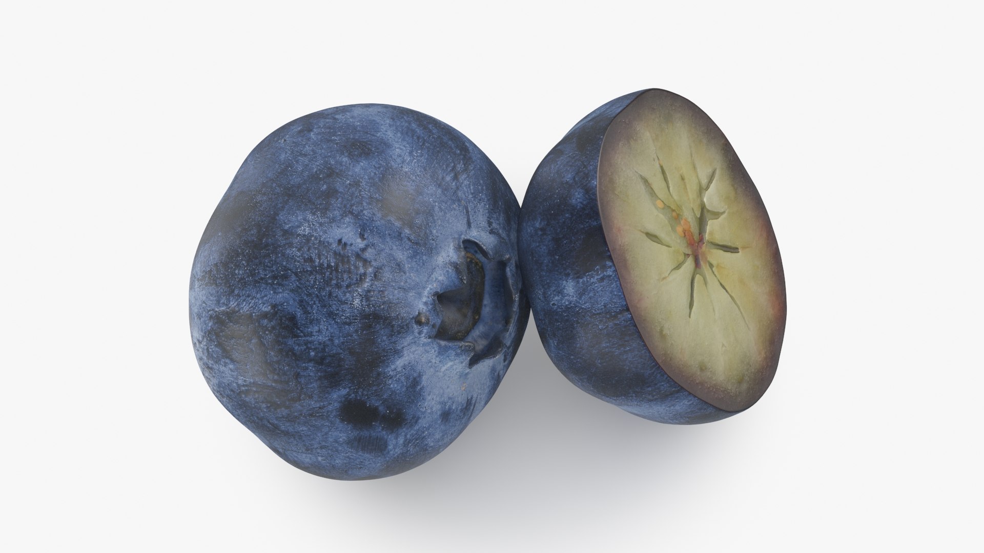 3D Blueberry 01 Whole Half Model - TurboSquid 2215243
