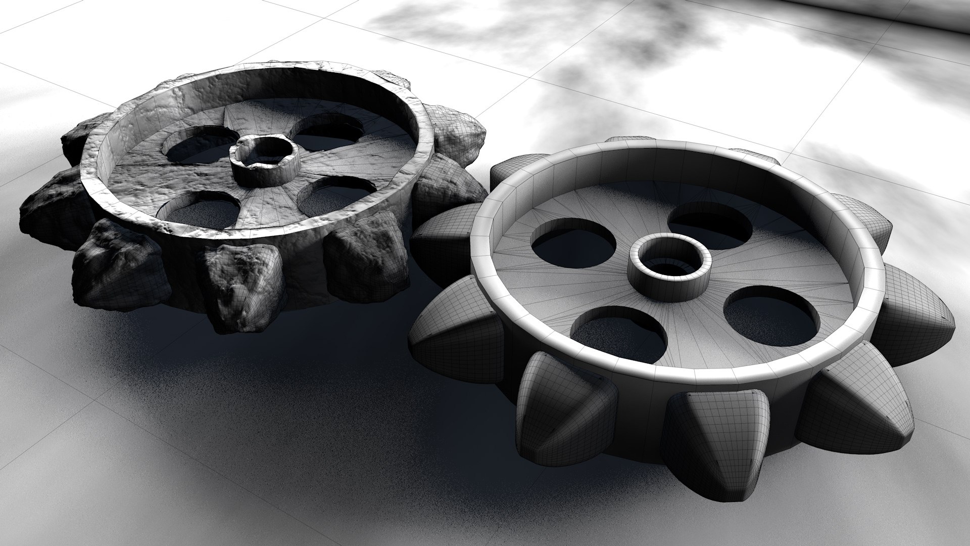 3D Fire And Steel Cog Wheels - TurboSquid 2084065