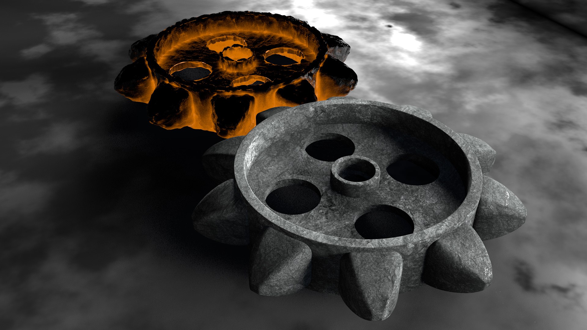 3D Fire And Steel Cog Wheels - TurboSquid 2084065