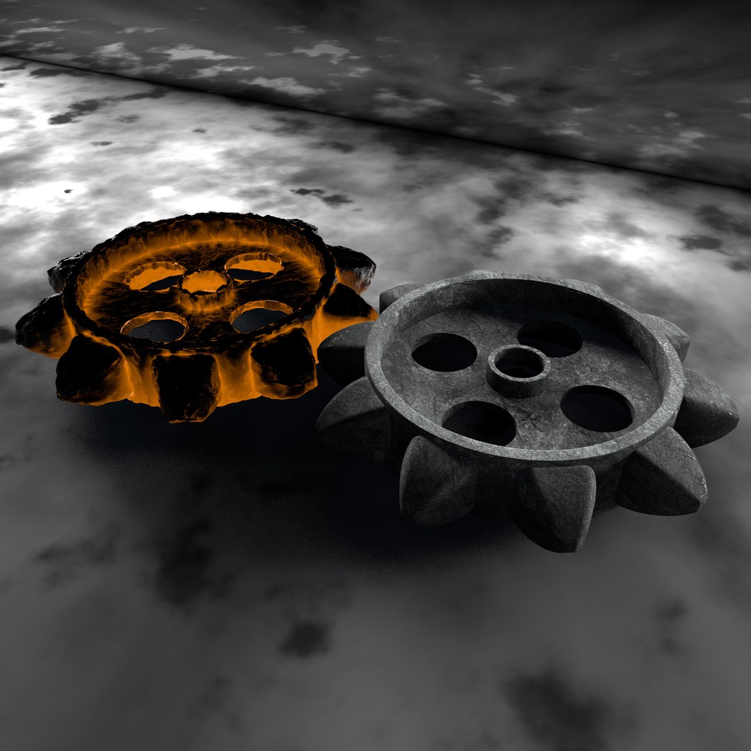 3D Fire And Steel Cog Wheels - TurboSquid 2084065