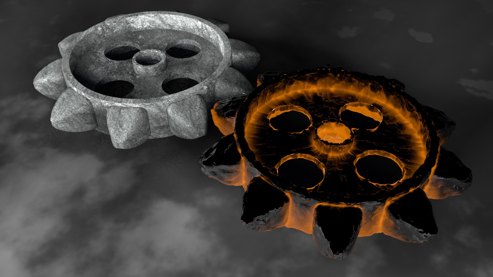 3D Fire And Steel Cog Wheels - TurboSquid 2084065
