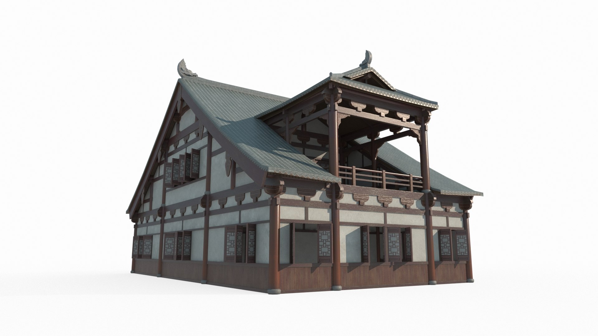 3D Asian Ancient Architecture Villas Model - TurboSquid 2109413