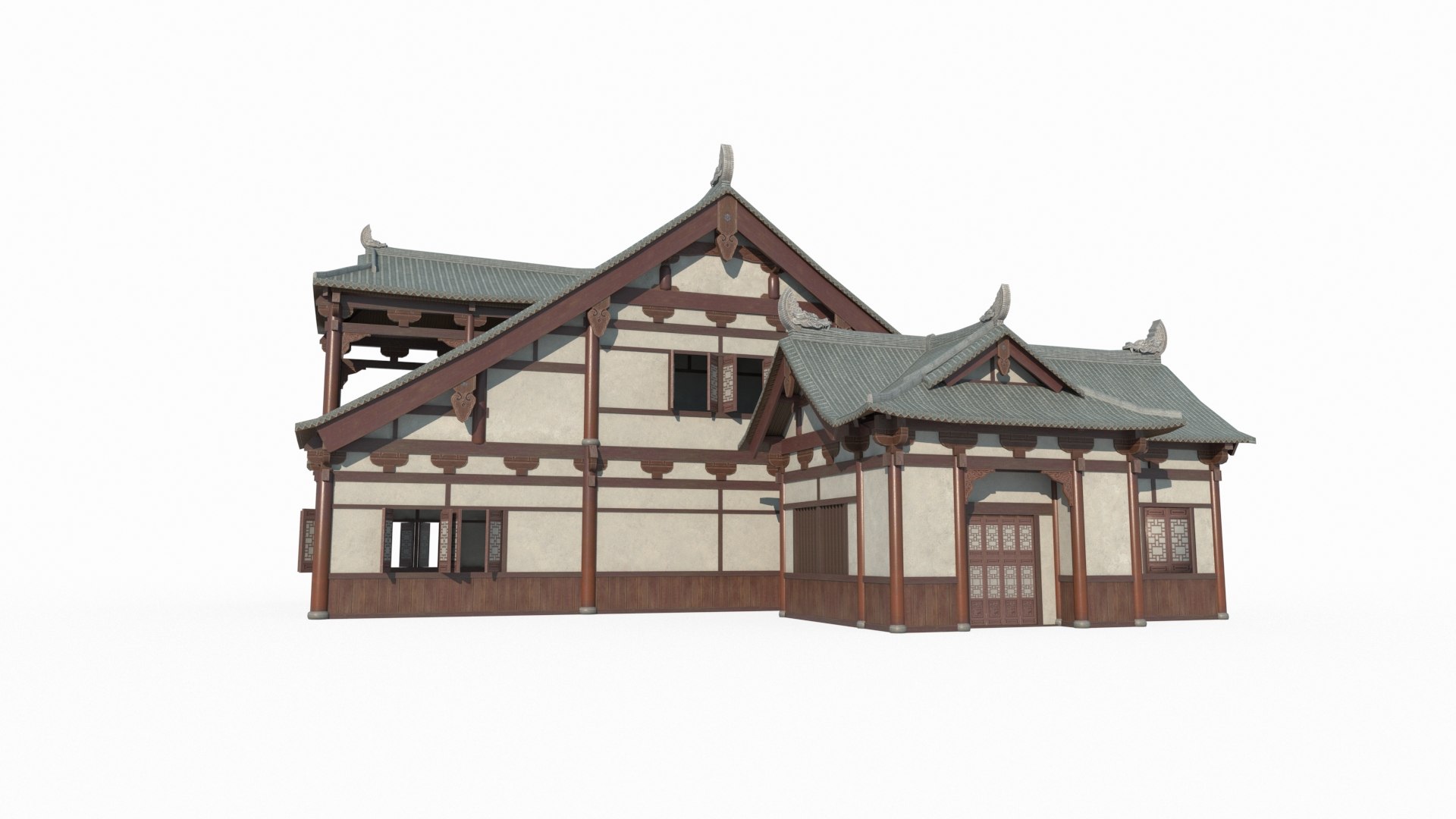 3D Asian Ancient Architecture Villas Model - TurboSquid 2109413