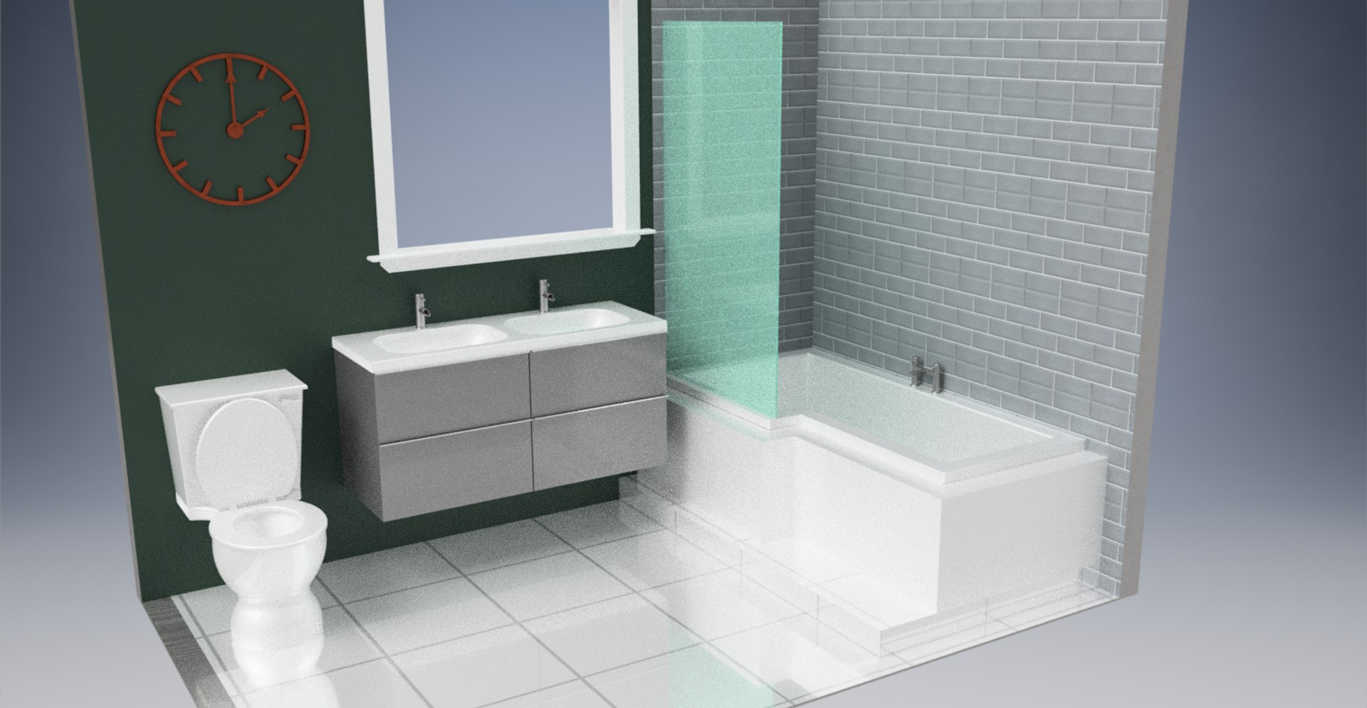 3D Modern Double Vanity Unit Model - TurboSquid 1380303