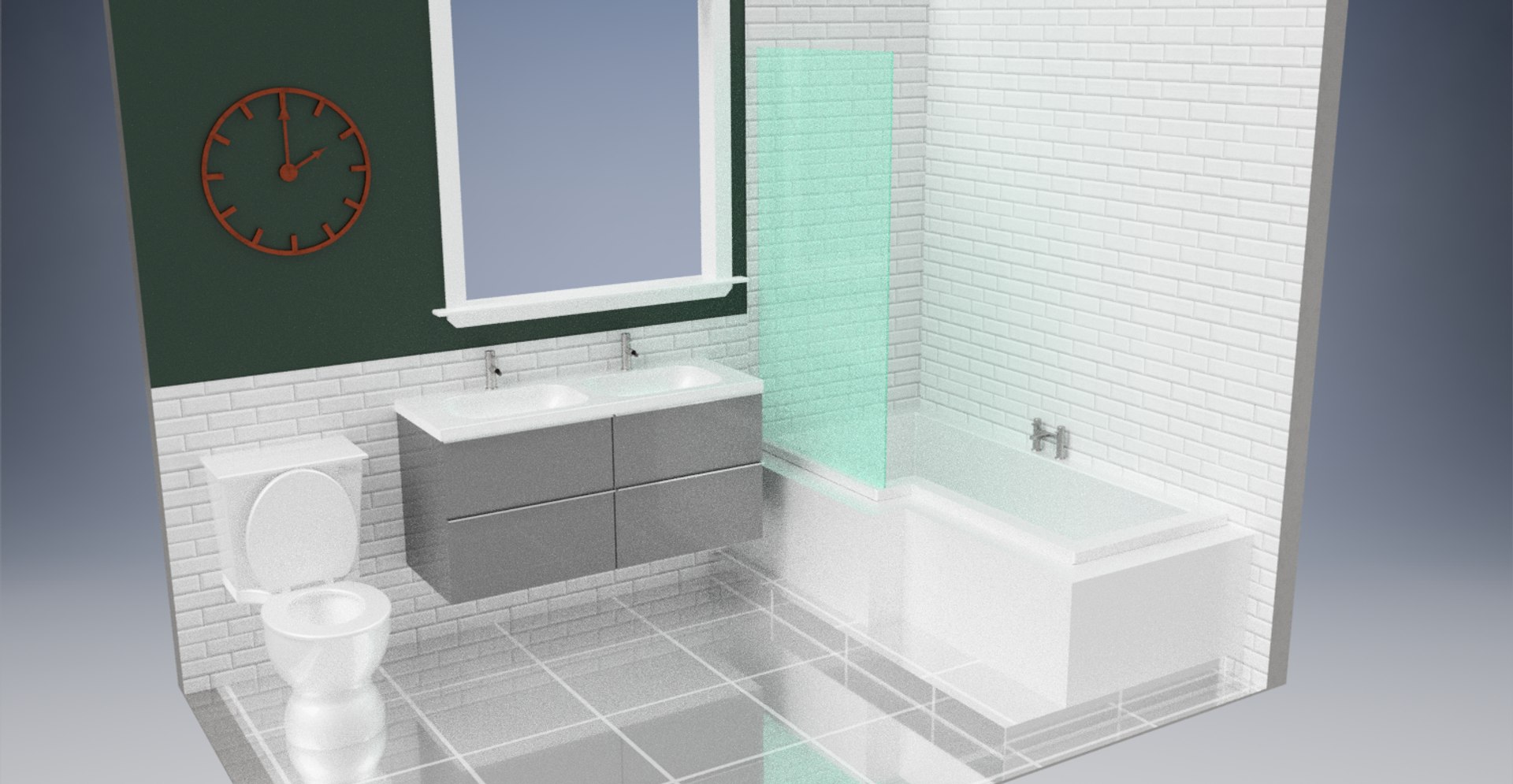 3D Modern Double Vanity Unit Model - TurboSquid 1380303