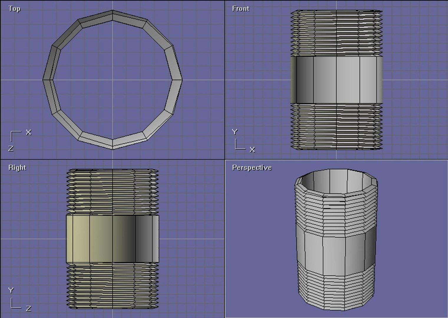 Threaded Pipe Long 3d Model