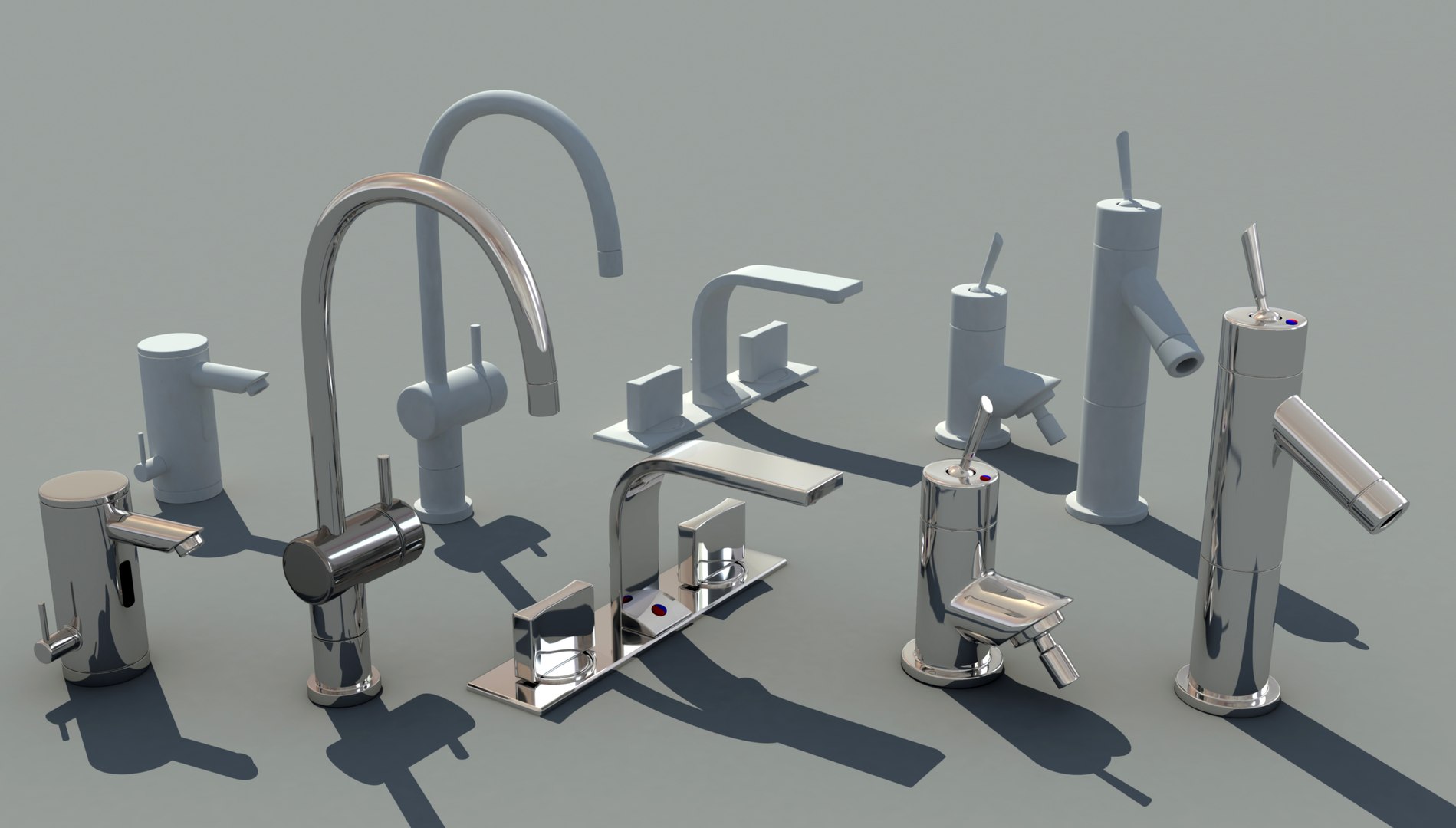 65 Faucets Shower Heads 3d Model