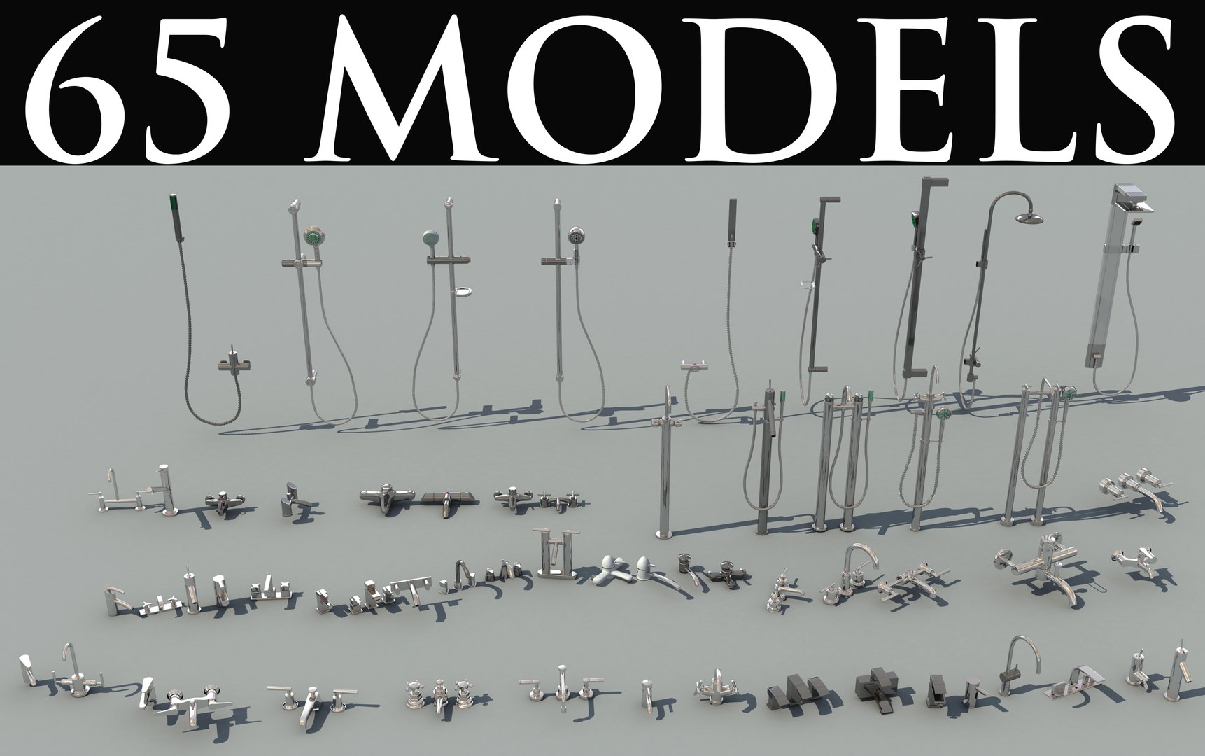 65 Faucets Shower Heads 3d Model
