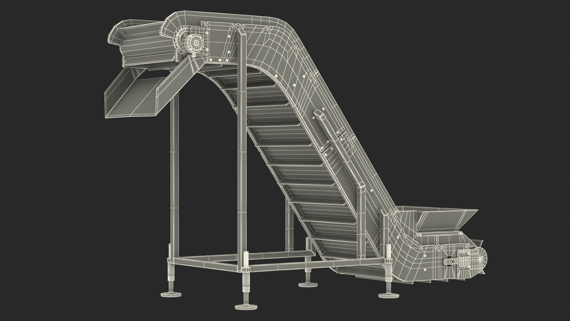 Incline Conveyor With Hopper 3D model - TurboSquid 1870723