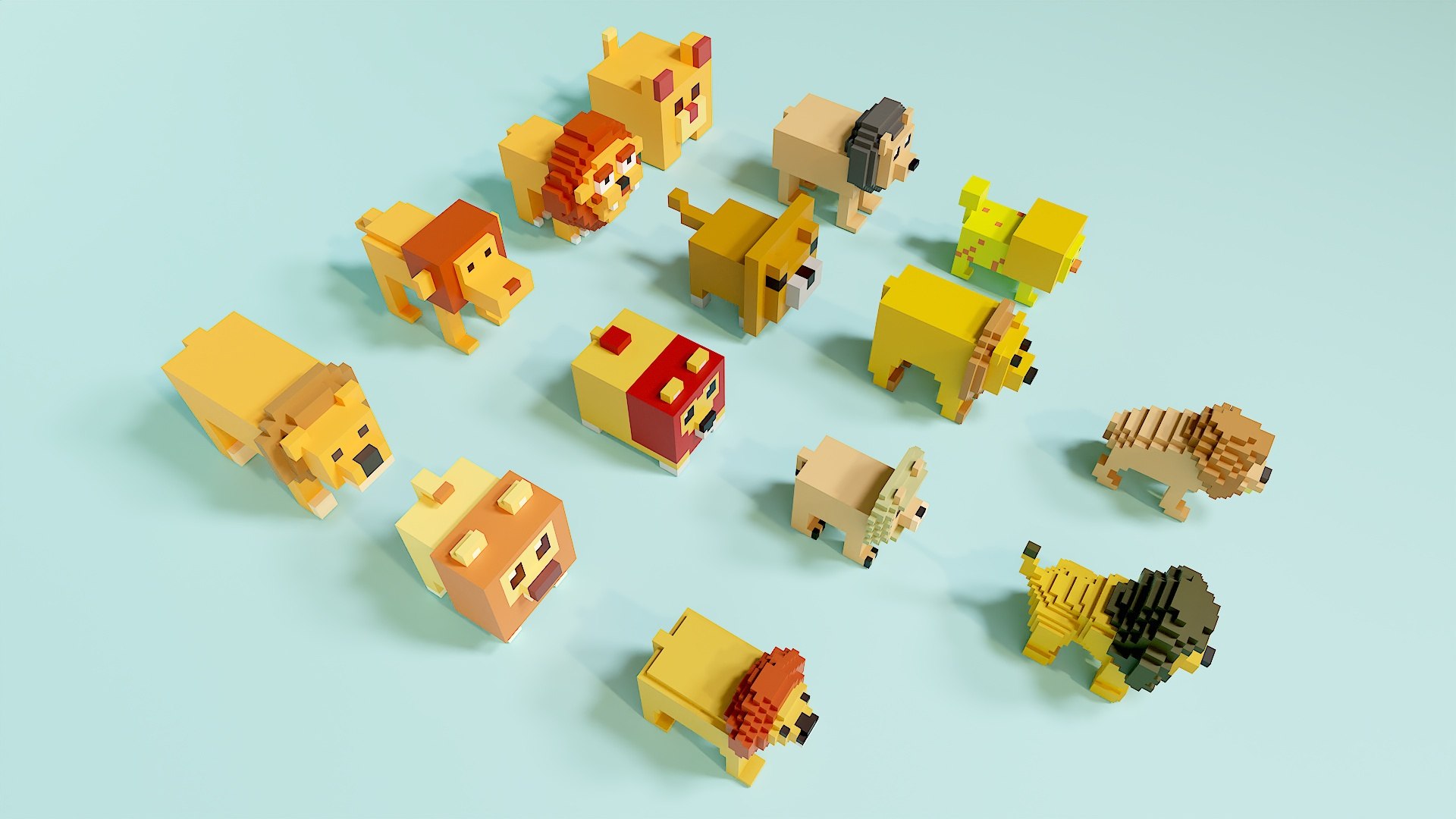 Lion Voxel Art Pack 3d Model 3D Model - TurboSquid 2182610