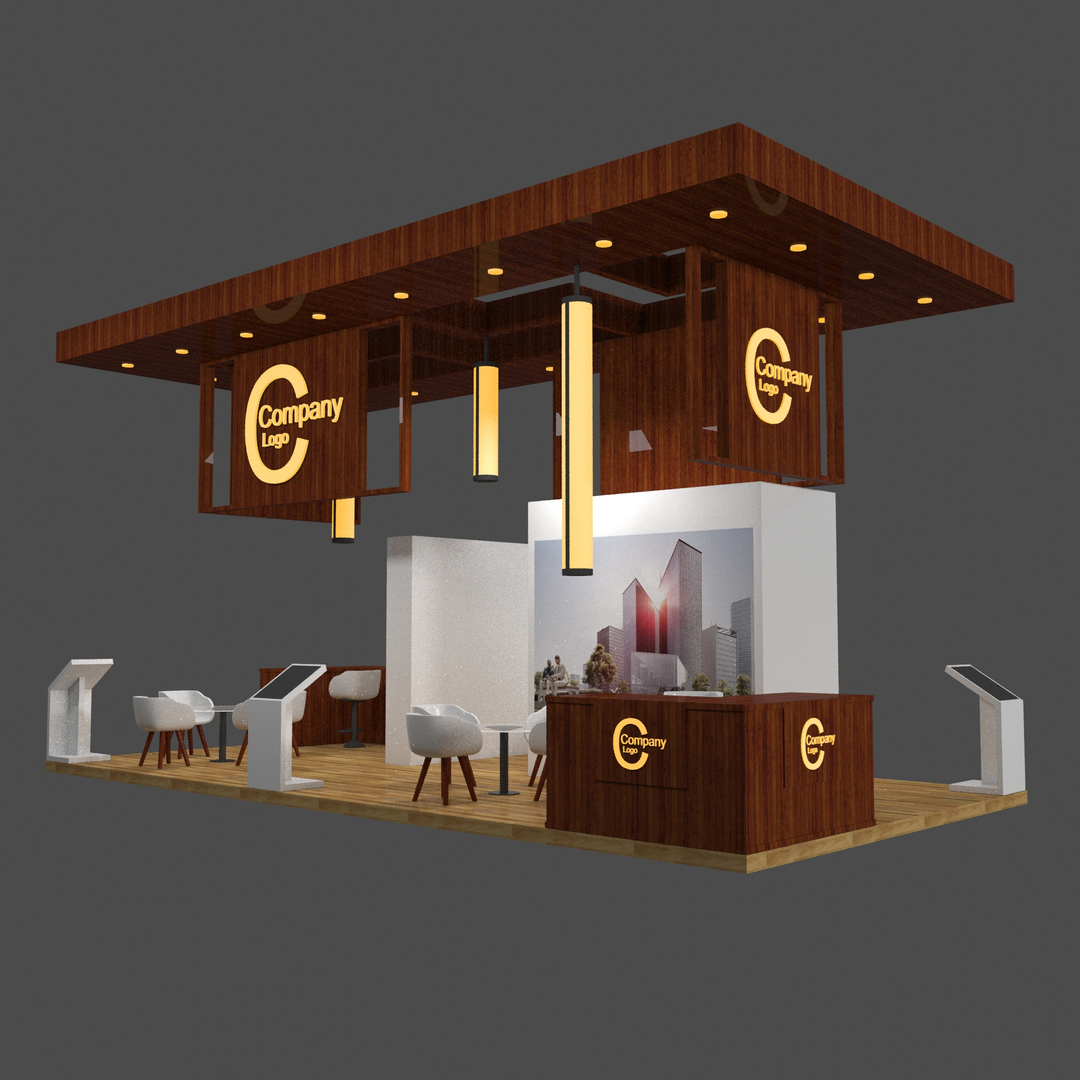 Nice Exhibition Booth Design With Wooden Textures 3D - TurboSquid 1718042