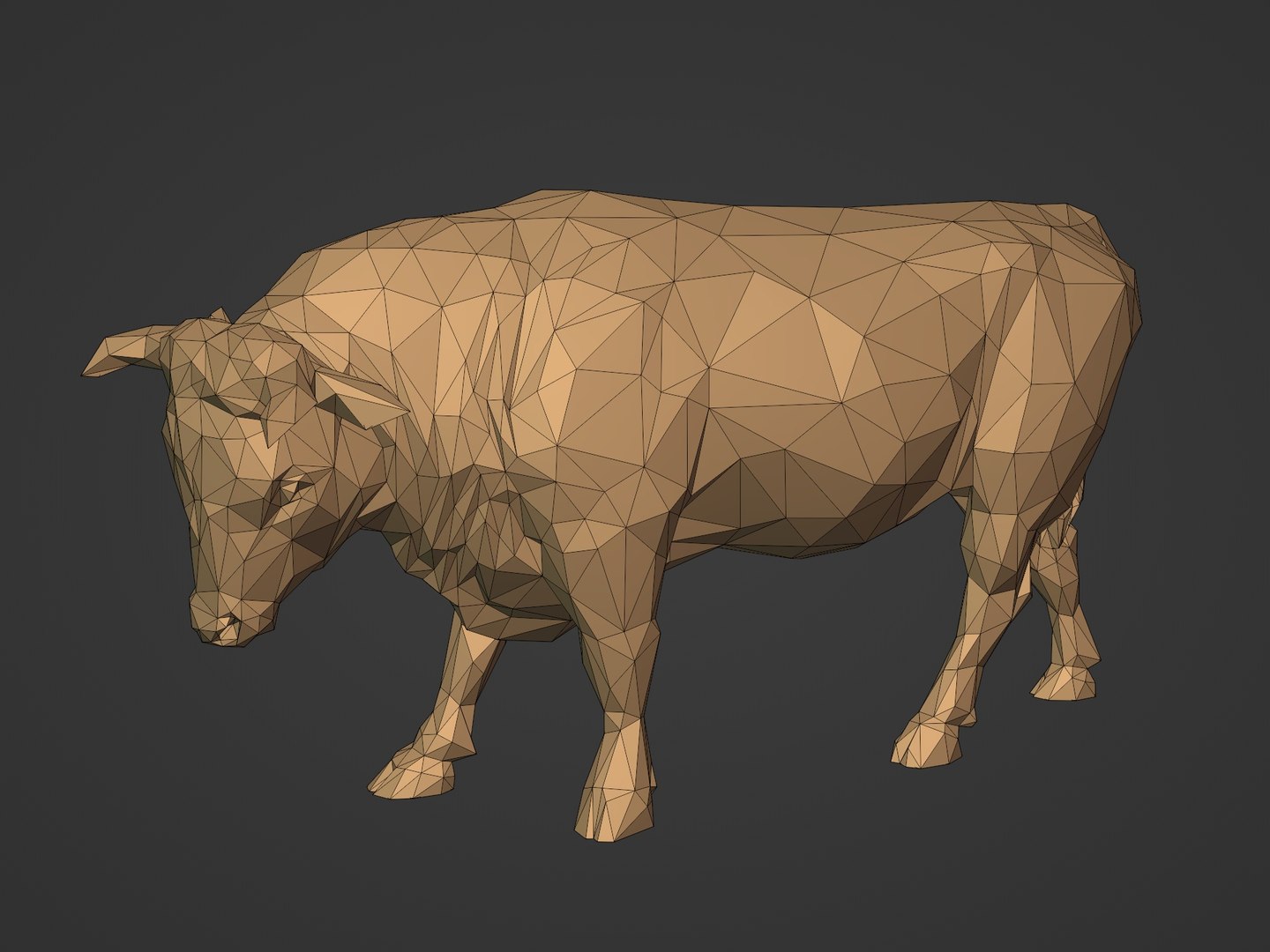 3D 3D Printable Low Polygon Bull Statue - TurboSquid 1986545