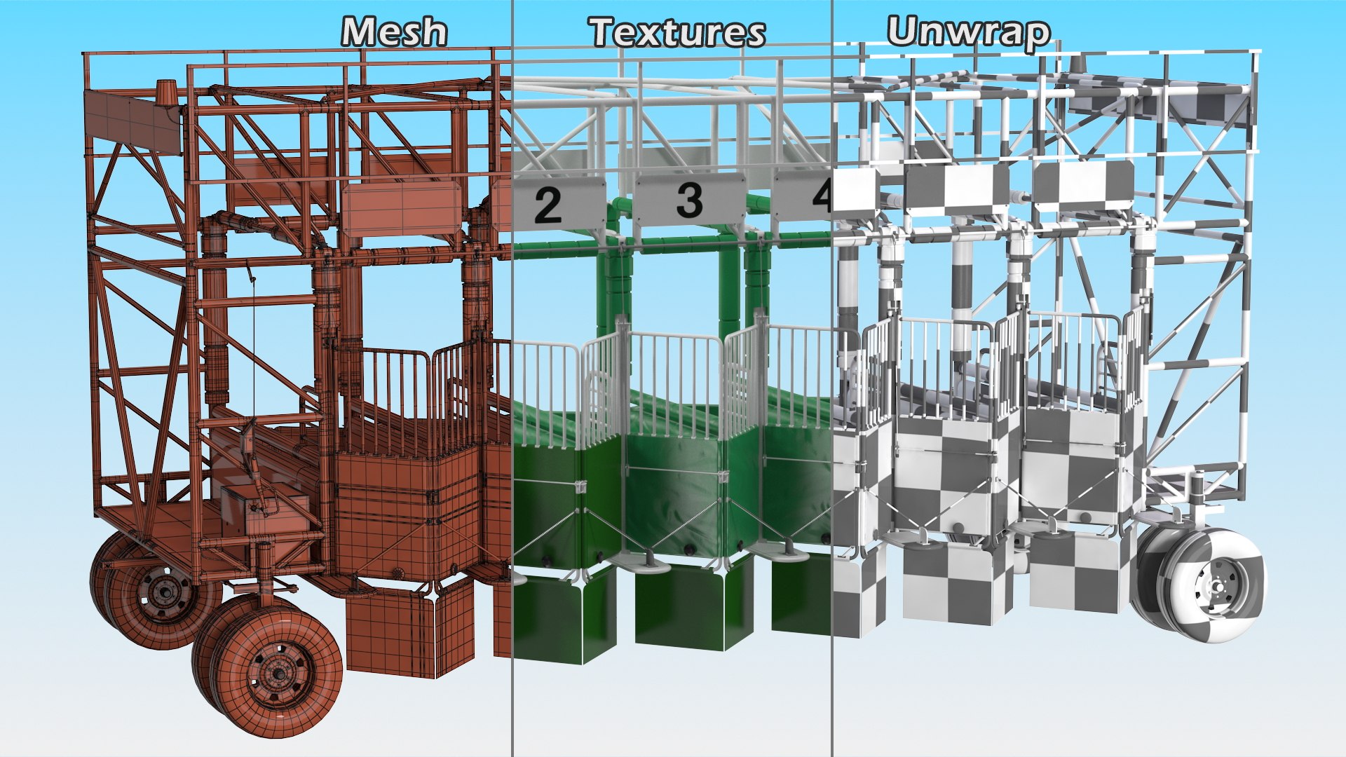 6 Horse Starting Stalls Rigged For Maya Model - TurboSquid 2052257