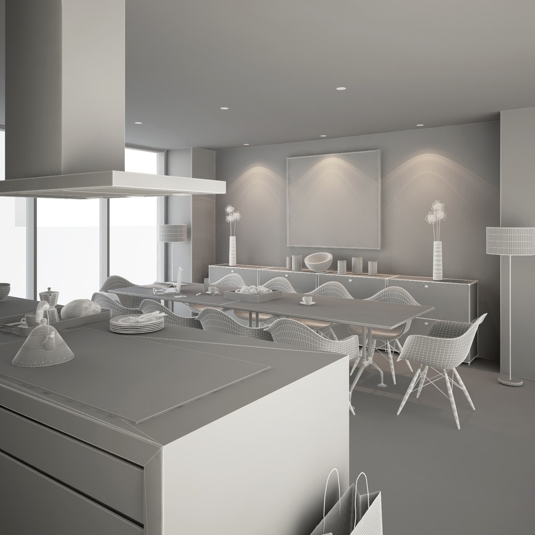 Modern Kitchen Interior 3d 3ds
