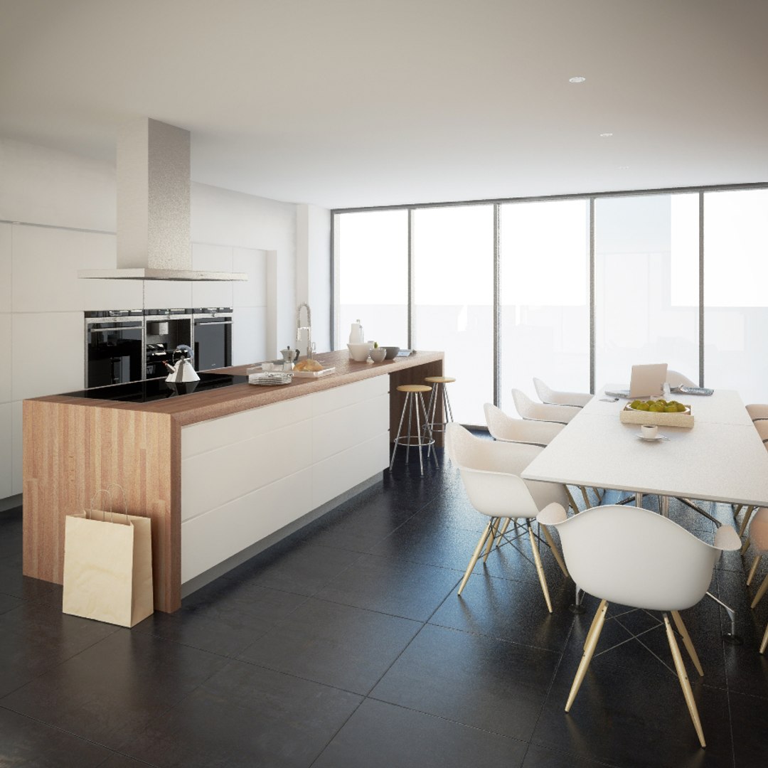 Modern Kitchen Interior 3d 3ds