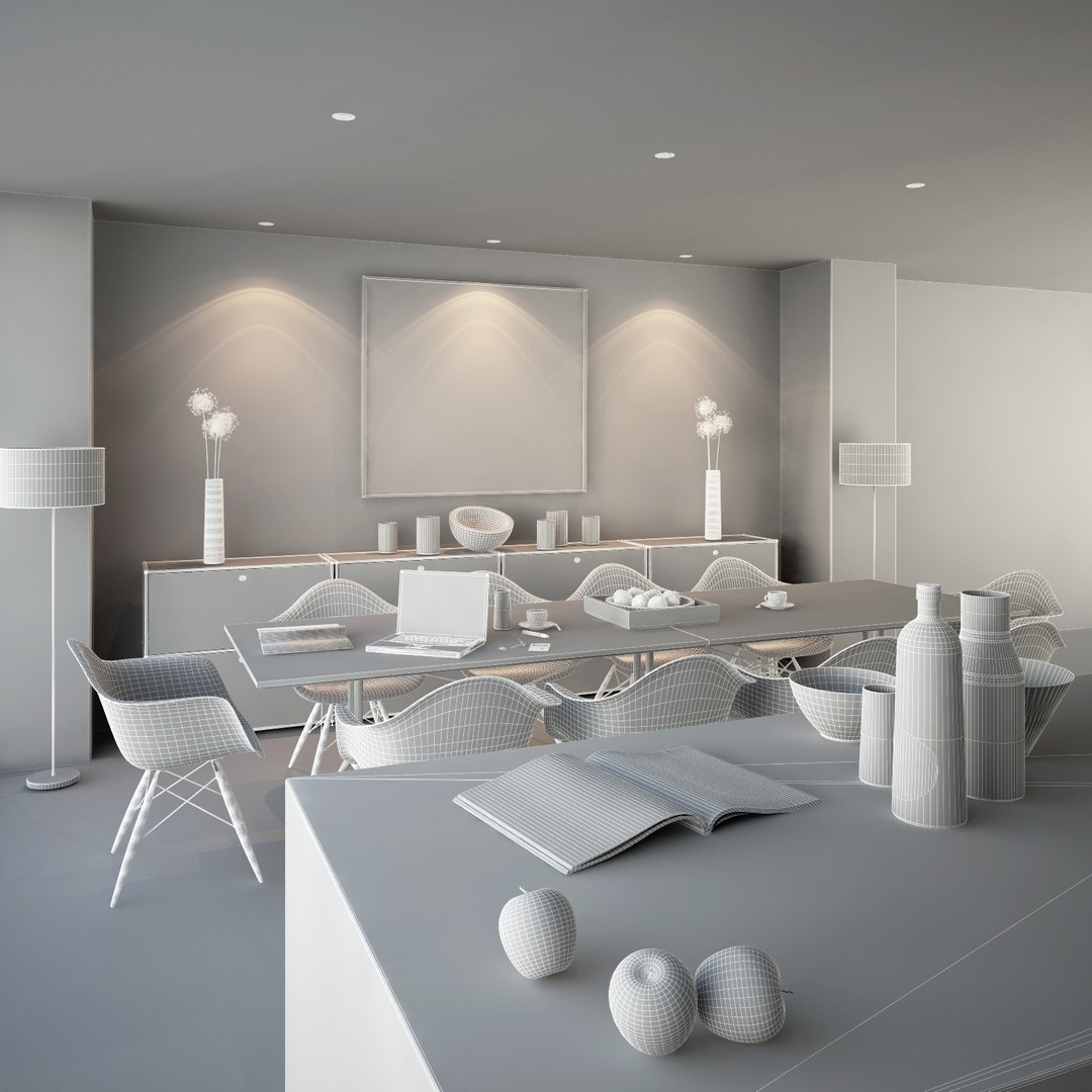 Modern Kitchen Interior 3d 3ds