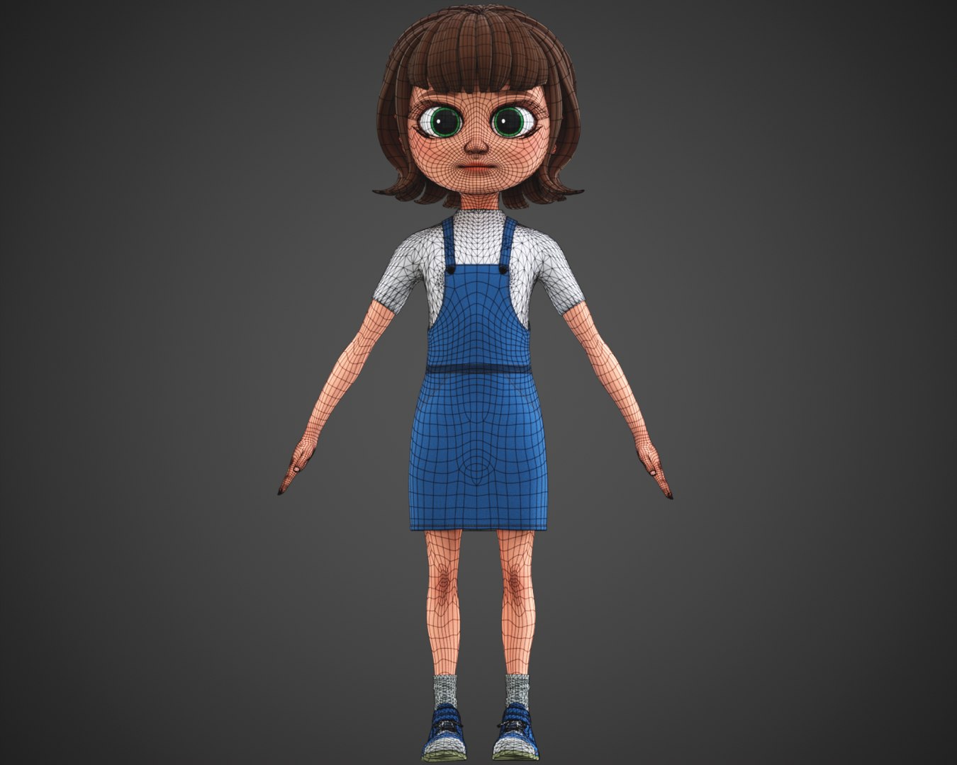 3d Stylized Cartoon Girl Character Rigged Turbosquid 1986389