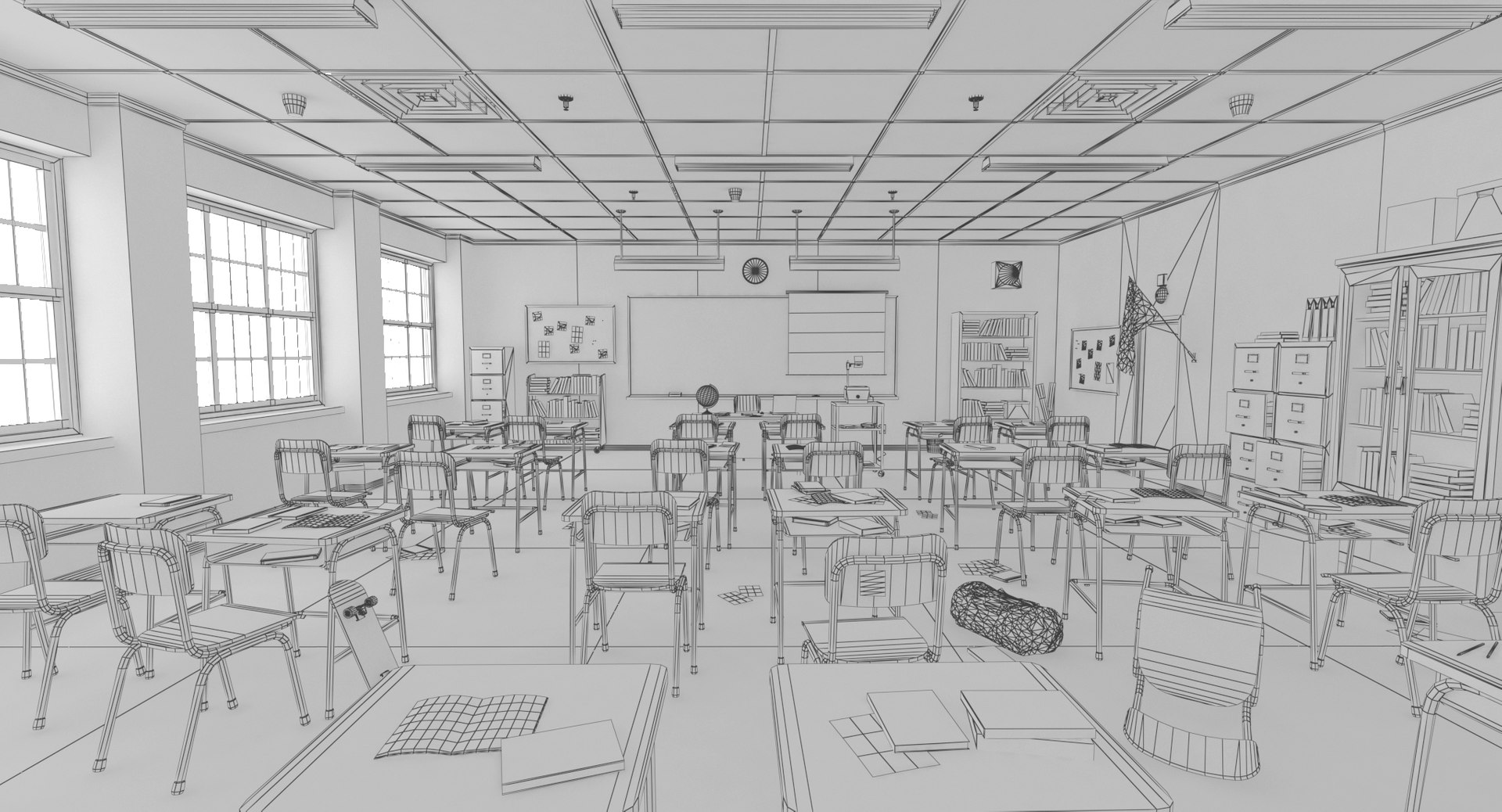 3D model classroom class old - TurboSquid 1418294
