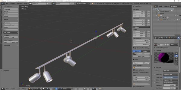 3d model studio light ceiling frame