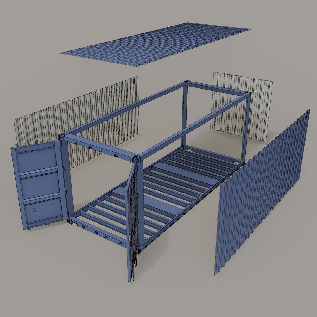 20ft Shipping Container Clean Dirty Color Variation 3D Model ...