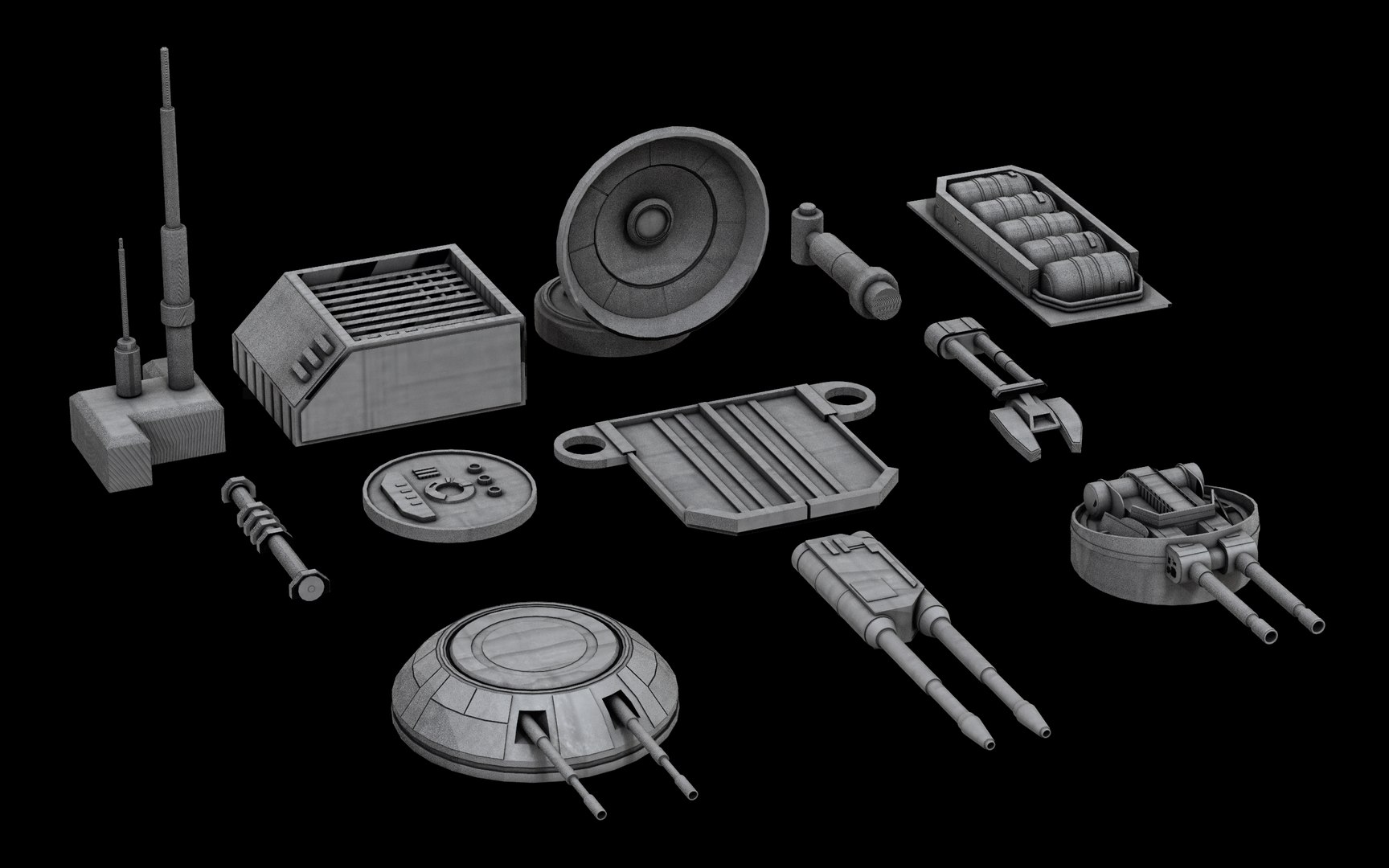 Free 3D model Sci-fi greebles and turrets detail free pack - TurboSquid ...