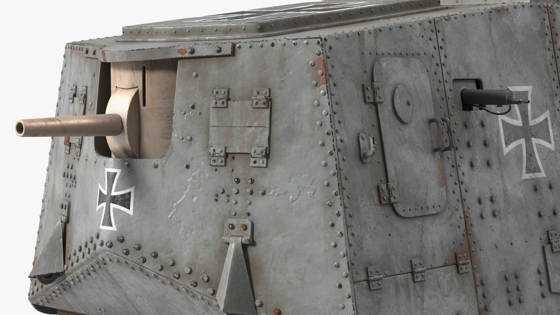 Old Aged WWI German A7V Armored Vehicle Tank 3D - TurboSquid 2169155