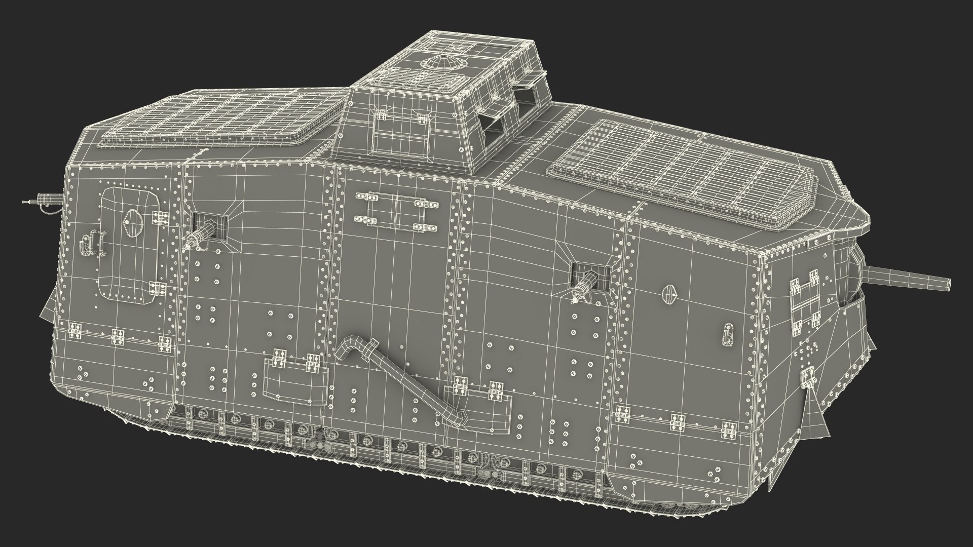 Old Aged WWI German A7V Armored Vehicle Tank 3D - TurboSquid 2169155