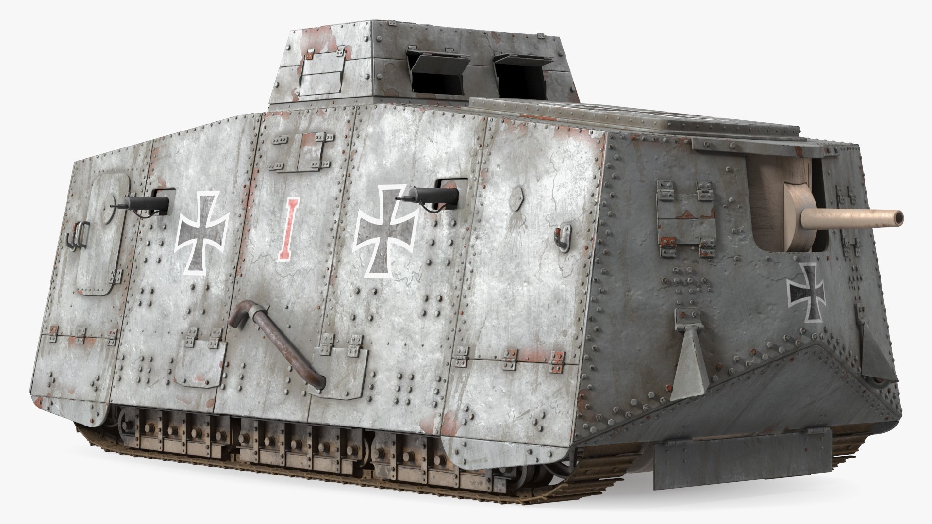 Old Aged WWI German A7V Armored Vehicle Tank 3D - TurboSquid 2169155